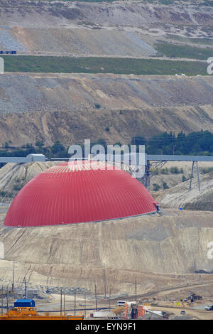 Domes covering stockpiles of processed ore to reduce dust emissions ...