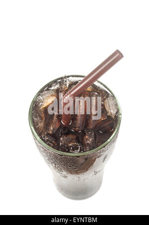 Ice black coffee with orange on wood background Stock Photo - Alamy
