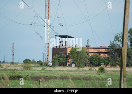 Long-wave radio-transmitting towers. Telecommunication tower with steel ...