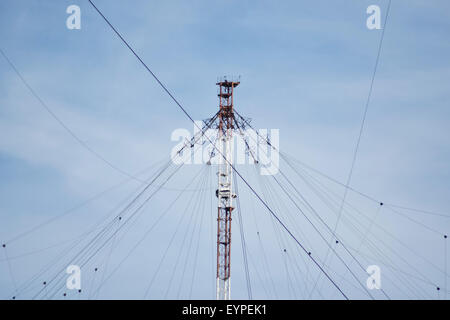 Long-wave radio-transmitting towers. Telecommunication tower with steel ...