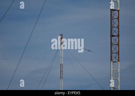 Long-wave radio-transmitting towers. Telecommunication tower with steel ...