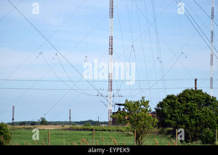 Long-wave radio-transmitting towers. Telecommunication tower with steel ...