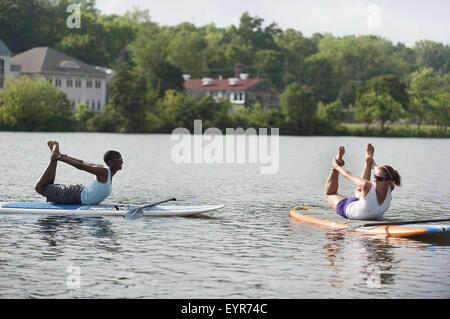 Ann Arbor, MI, USA. 29th July, 2015. Yoga on standup paddleboards at ...