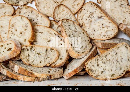Various traditionally made sourdough breads in a bakery, Devon UK Stock ...