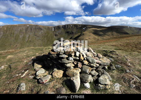 The summit cairn of Great Dodd fell above St Johns in the Vale village ...