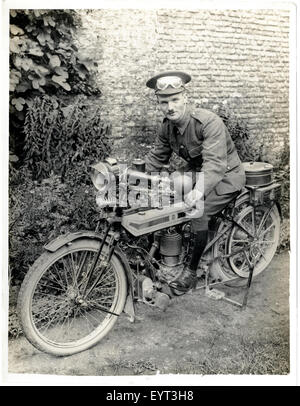 Photograph of a dispatch rider in France shows a messenger on horseback ...
