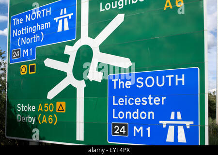 Traffic Road Sign Junction 24 M1 Motorway Stock Photo - Alamy