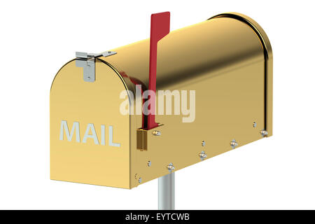 Golden Mailbox isolated on white background Stock Photo - Alamy