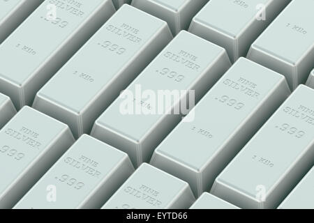 Silver ingots stack background. 3D illustration Stock Photo - Alamy