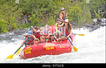 Whitewater rafters during the summer on Big Eddy Falls on the Deschutes ...