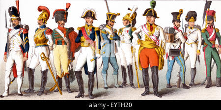 The figures pictured here represent French military in the early 1800s ...