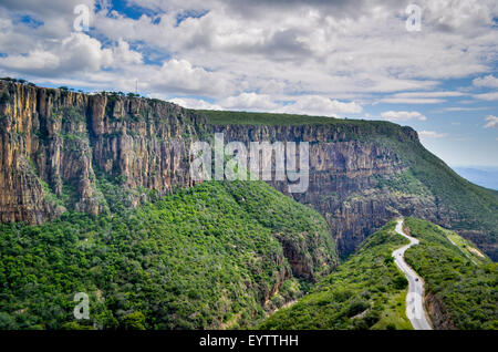 The impressive Serra da Leba pass in Angola. The road gains altitude ...