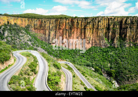 The impressive Serra da Leba pass in Angola. The road gains altitude ...