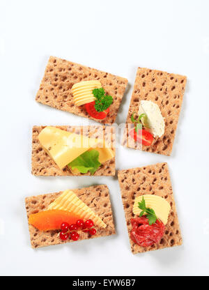 Crisp bread with various savory toppings Stock Photo - Alamy