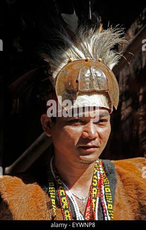 Iban men in traditional dress, Gawai festival, Kuching, Borneo, Sarawak ...