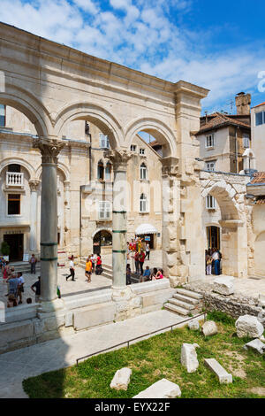 Split, Dalmatian Coast, Croatia. Peristyle or Perestil Square. The ...