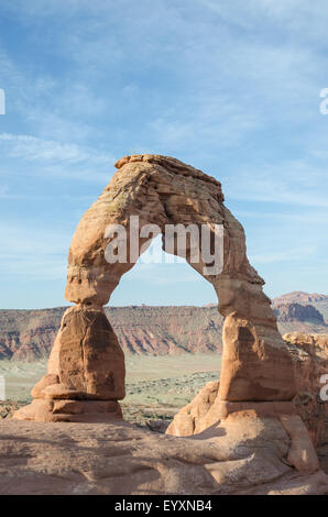 The Delicate Arch, famous orange rock formation in Arches National Park ...