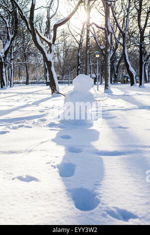 Snow track snowman Stock Photo - Alamy