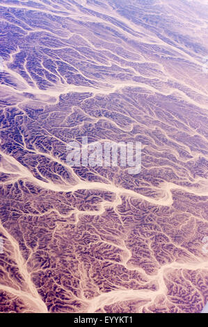 aerial view to Wadis, dried riverbeds in the desert, Egypt Stock Photo ...