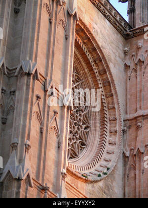Architectural details of the gothic La Seu Cathedral of Palma de ...