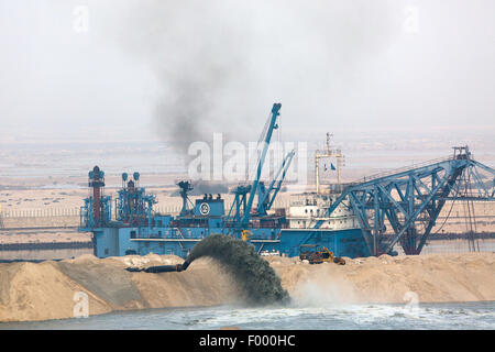Construction and Dredging of the Suez Canal, Egypt (Engraving, 1889 ...