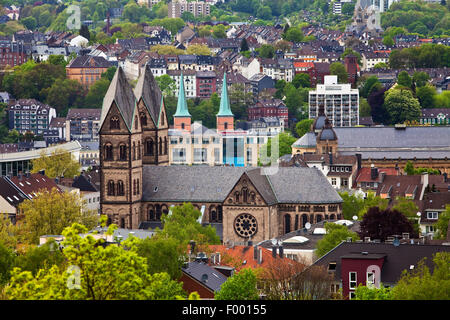 Elberfeld with the churches St. Suitbertus and St. Laurentius, Germany ...