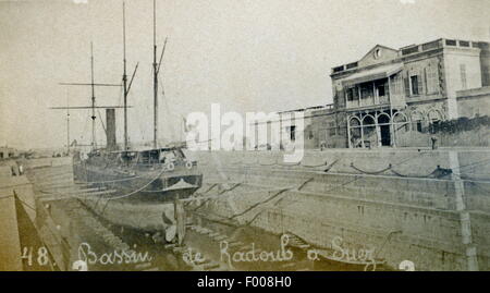 Egypt, Suez. Dry dock, built by the Egyptian government. Drawing by A ...