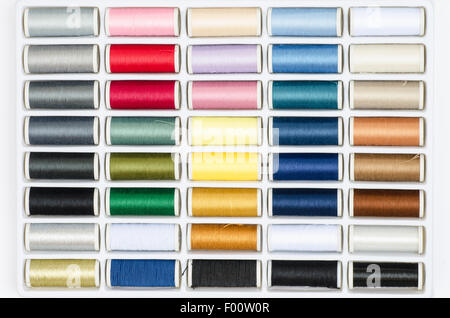 closeup multicolored sewing threads set Stock Photo - Alamy