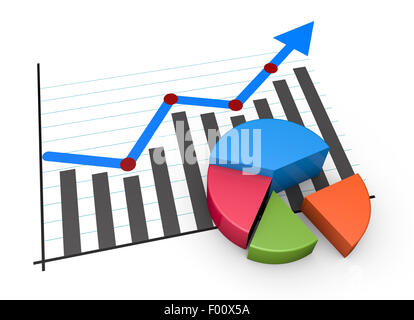 Financial pie chart and linear graph Stock Photo - Alamy