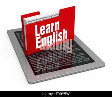 English lesson on computer tablet Stock Photo - Alamy