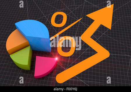 Financial pie chart and linear graph Stock Photo - Alamy
