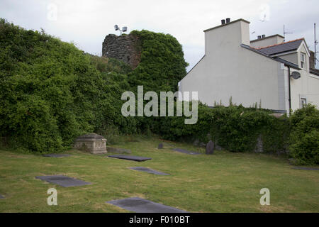 walls of the old roman fort caer gybi Holyhead Anglesey Wales UK Stock ...