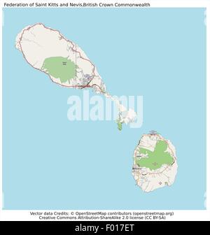 Map of Nevis Island, Saint Kitts and Nevis, contains geography outlines ...