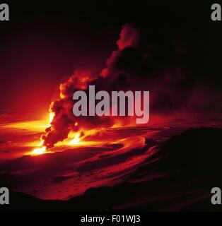 A dramatic image of an oil well fire in Lima, Ohio, showing a drilling ...