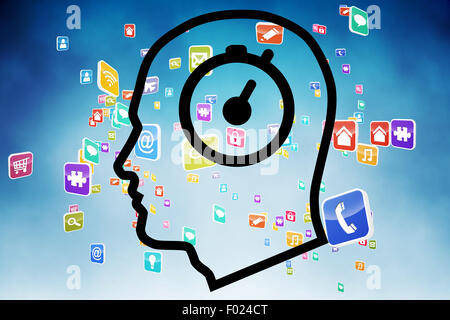 Composite image of stopwatch in head Stock Photo - Alamy