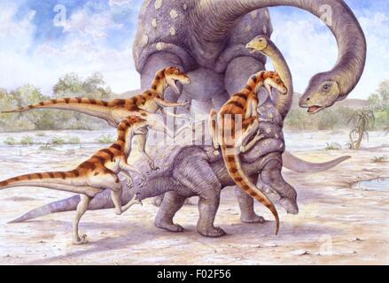 Palaeozoology - Cretaceous Period - Dinosaurs - Noasaurus (art work by ...
