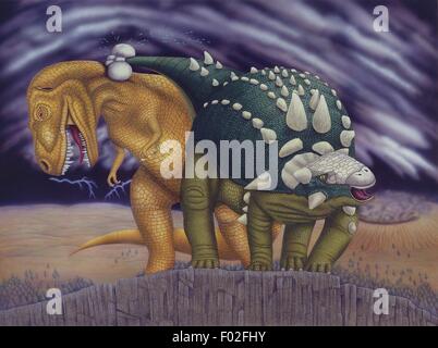 Palaeozoology - Cretaceous period - Dinosaurs - Euoplocephalus - Art ...