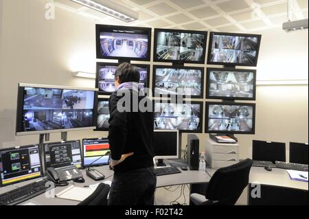 Milan (Italy), the control room of the automated metro line 5 Stock ...