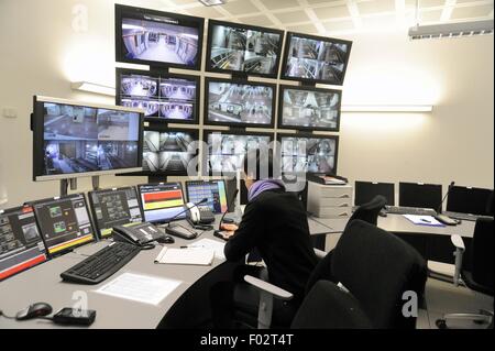 Milan (Italy), the control room of the automated metro line 5 Stock ...