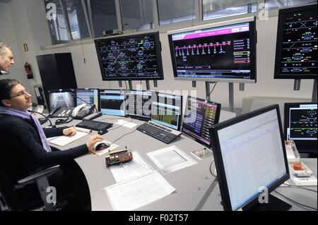 Milan (Italy), the control room of the automated metro line 5 Stock ...