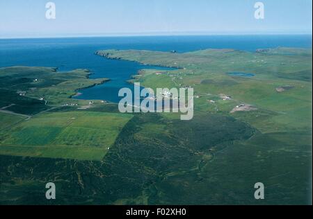 Aerial view of the island of Foula - Shetland Islands, Scotland, United ...