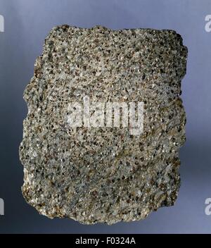 A close-up image of mica schist, a type of metamorphic rock known for ...