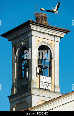 Italy, Lombardy, Sant'Alessio con Vialone Parish Church , belltower ...