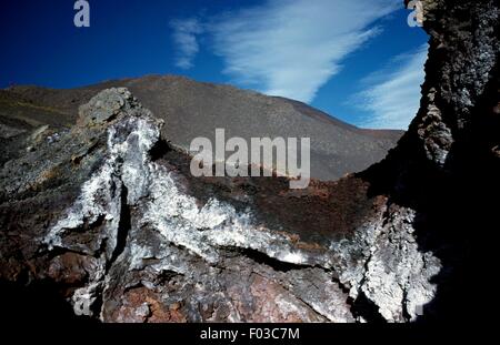 Hornitos, sulphur ovens that form around volcanic mouths, Mount Etna ...