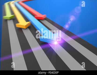 Arrows on the athletics track Stock Photo - Alamy