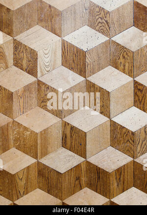 Wooden parquet flooring design with volume cubes pattern. Background ...