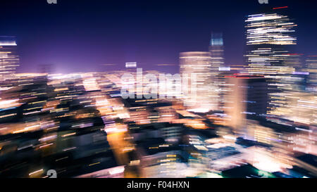 Panned motion blur of San Francisco skyline at night Stock Photo - Alamy