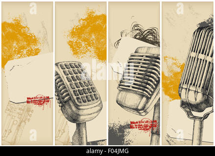 Microphone drawing banners Stock Photo - Alamy