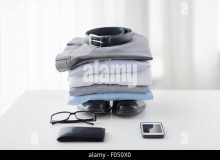 close up of formal clothes and personal stuff Stock Photo - Alamy