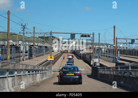 england france the channel tunnel car entering le shuttle Stock Photo ...
